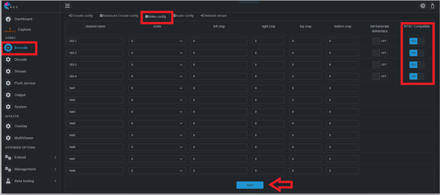 Configuring Limit 8 M4 Encoder – Catapult Pro Video